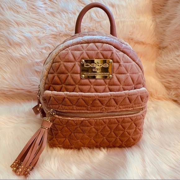 bebe | Accessories | Bebe Mini Quilted Mini Bag Plush Velour Pink With ...